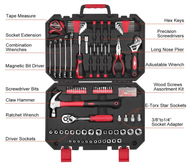21pcs Red 13pcs Mechanic Tool Set With Metal Cabinet