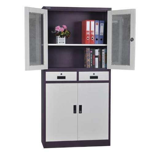 Printing Color 1mm File Storage Cupboard With Glass Doors